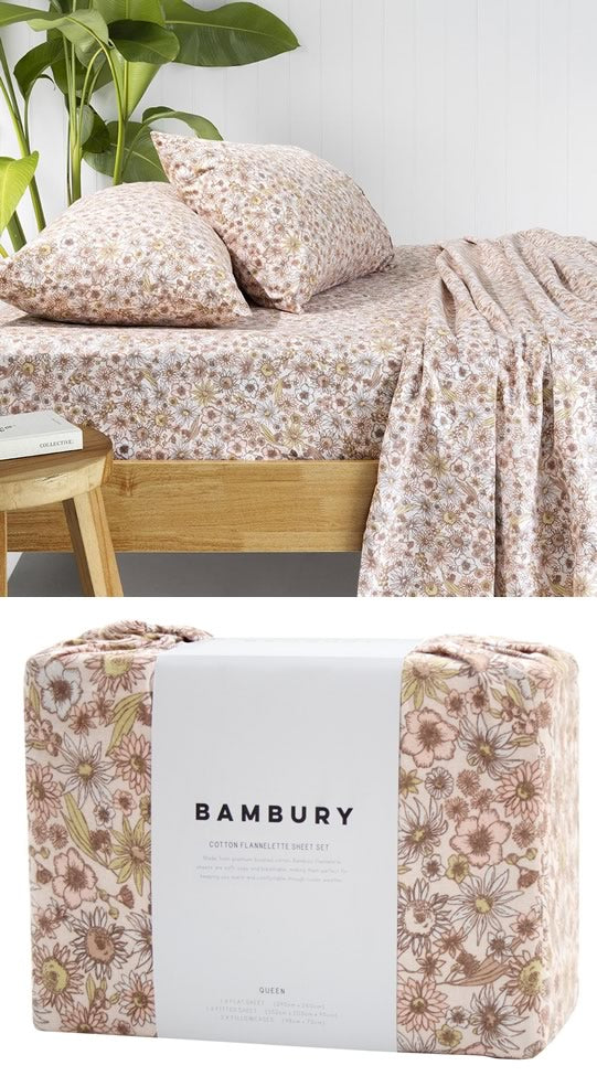 Marguerite Rosewater Flannelette Sheets by Bambury – Cottonbox Pty Ltd
